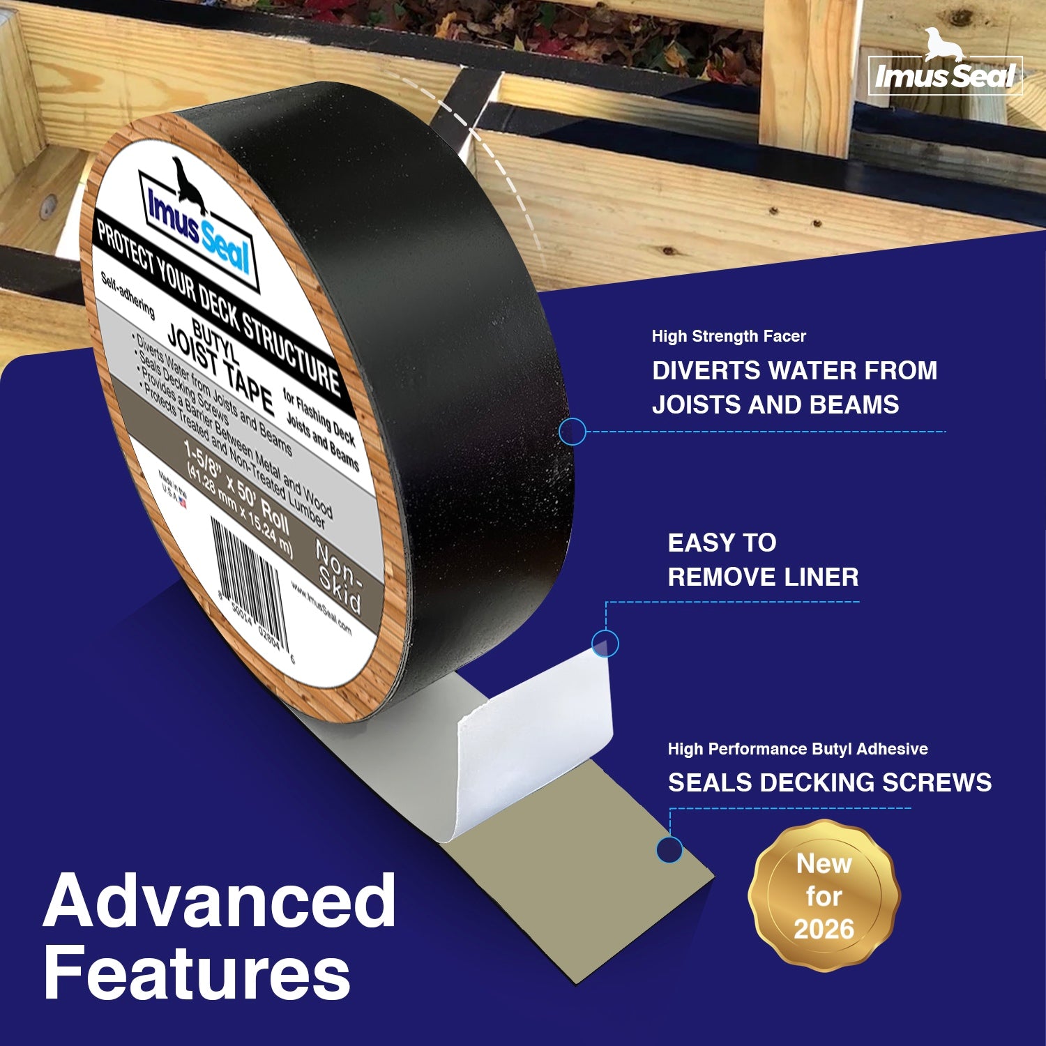 Butyl Tape Decking,2 Inch Oleitodh X 50 Feet Weatherproof Butyl Sealant ...